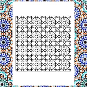 Mosaic Tile Coloring Book Moroccan Mosaic Tile Coloring Pages Adults ...