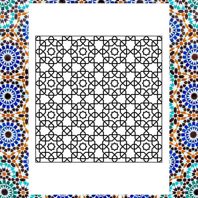 Mosaic Tile Coloring Book Moroccan Mosaic Tile Coloring Pages Adults ...