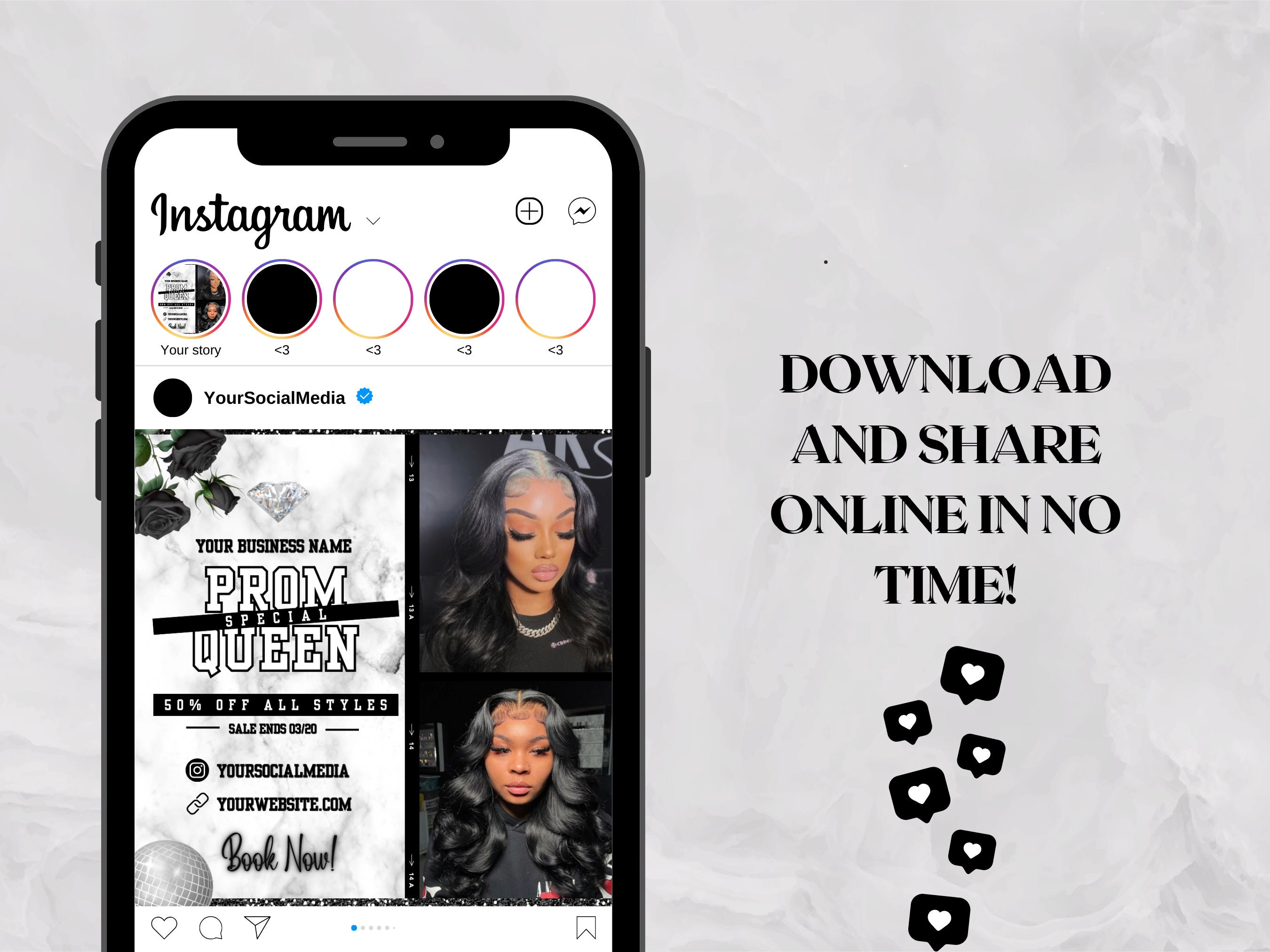 DIY Prom Booking Flyer, Prom Specials Flyer, Homecoming Flyer, Makeup ...