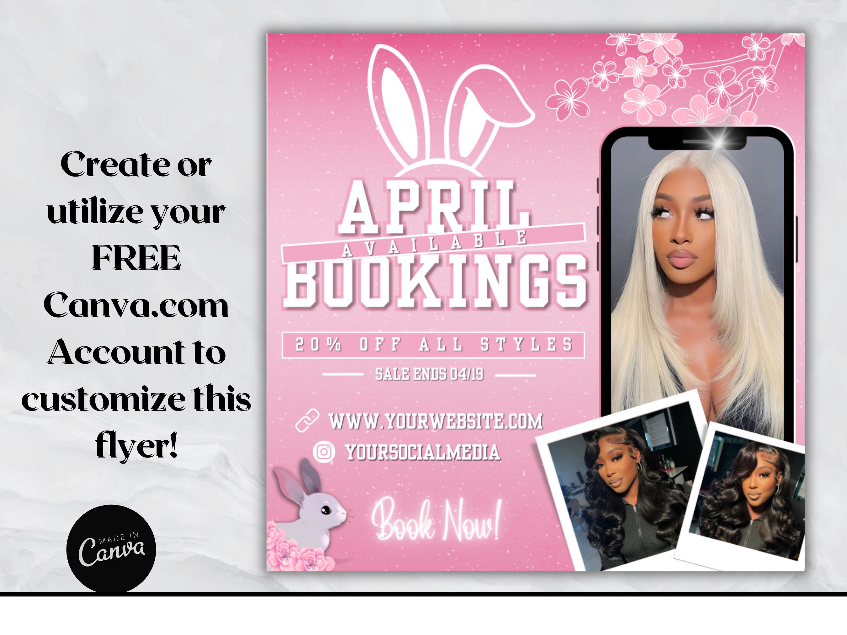 April Booking Flyer DIY Template, Customizable April Flyer, DIY Canva ...