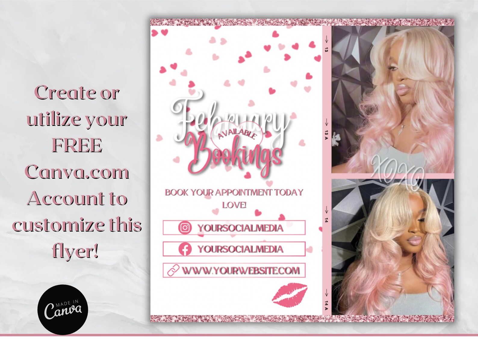 February Booking Flyer, Valentines Day Booking Flyer, Holiday Deals ...