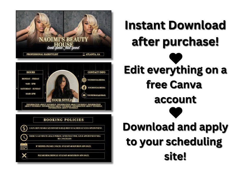 DIY Acuity Scheduling Canva Template: Lash, Hair, Makeup (digital ...