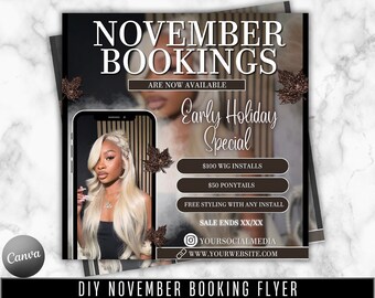 November Booking Flyer DIY Template, Customizable November Themed Flyer ...