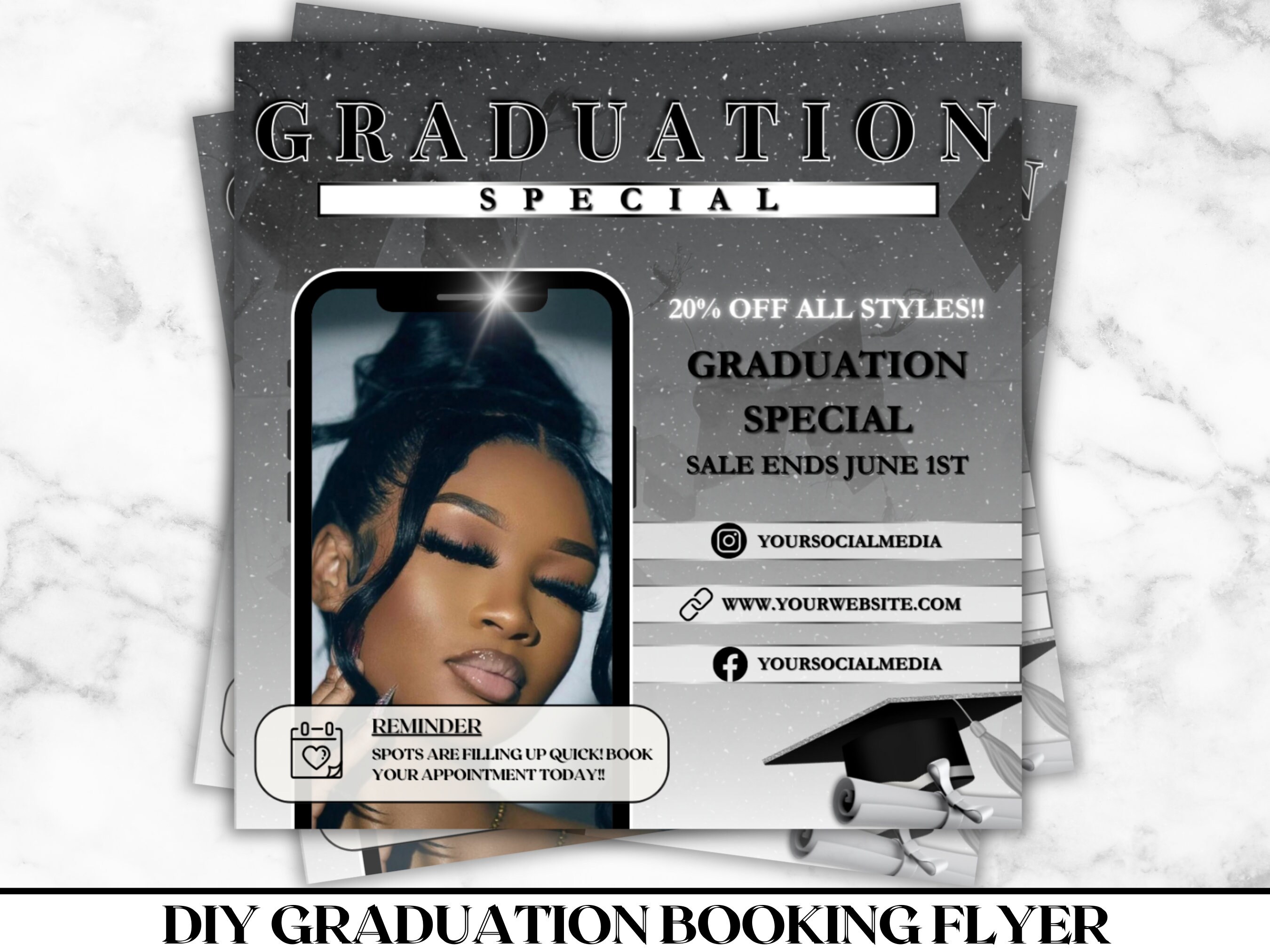 DIY Graduation Booking Flyer, Graduation Specials Flyer, Homecoming ...