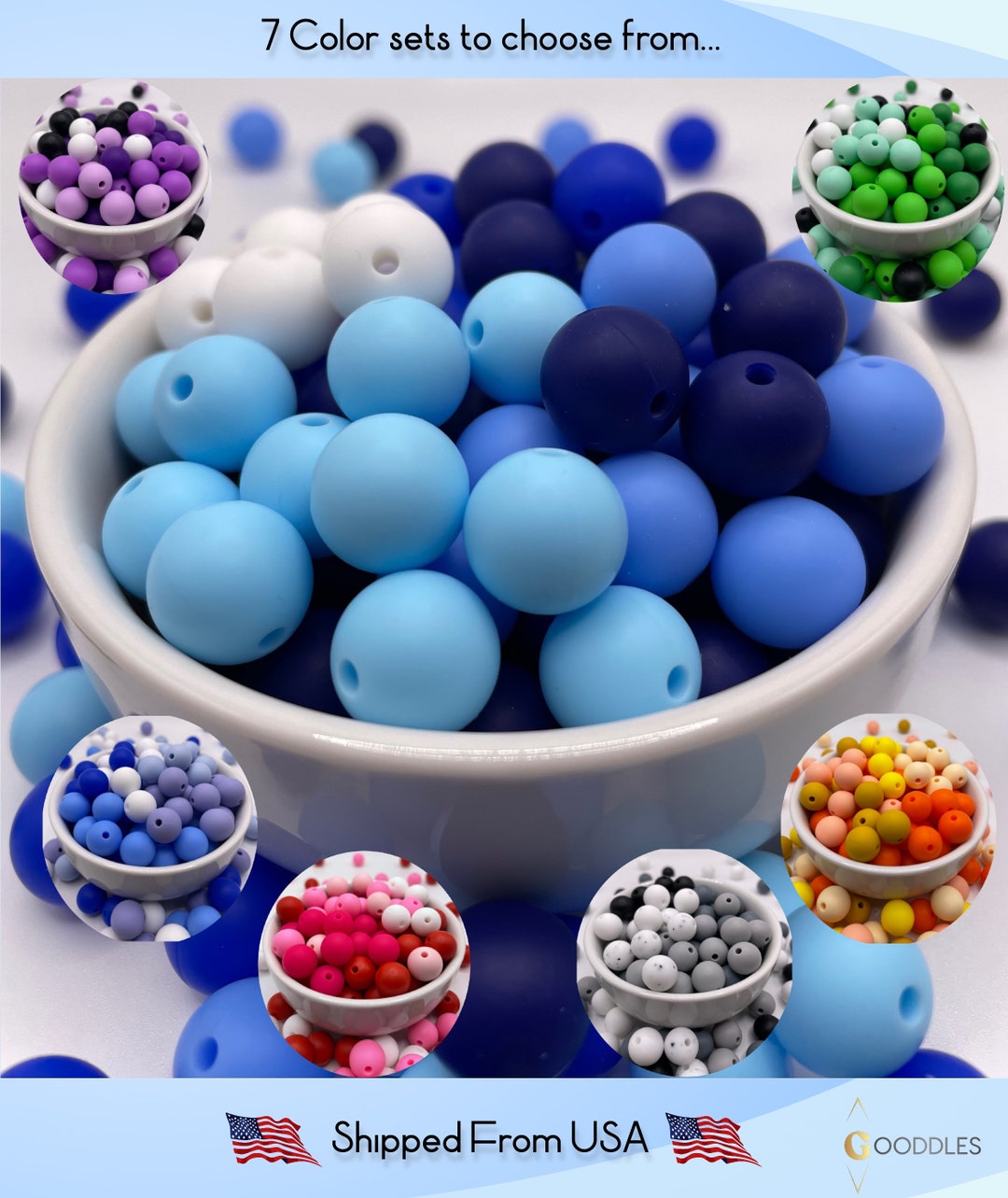 20pcs 12mm Silicone Round Beads - 7 Different Color Mix Sets for ...