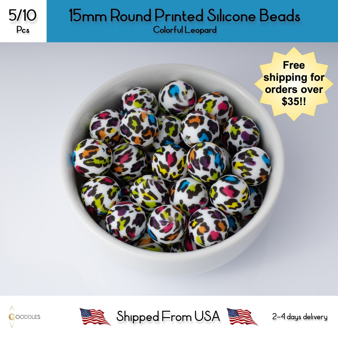 15mm Round Colorful Leopard Printed Silicone Beads for Pens and DIY ...
