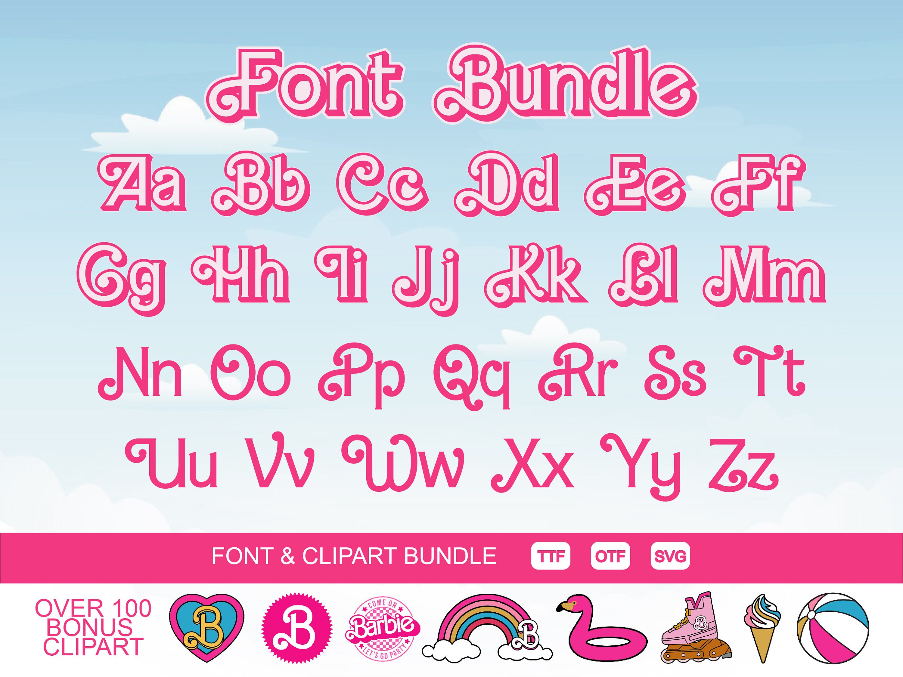 Retro Barbie Font SVG and OTF TTF Bonus Clipart Bundle svg - Etsy Australia Retro Barbie Font SVG and OTF TTF Bonus Clipart Bundle svg - Etsy Australia