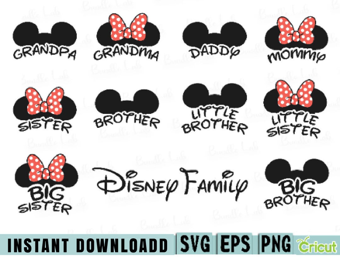 Mouse Family Svg, Micky Mouse and Minni Mouse Svg, Layered, Micky Ears ...