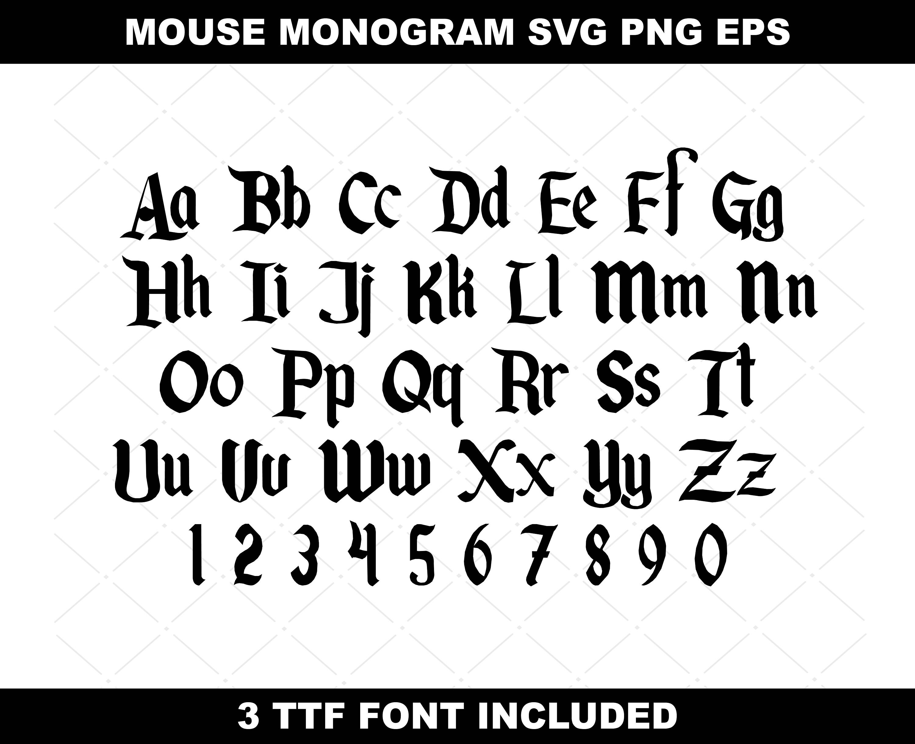 Mouse Font Monogram Bundle, SVG PNG TTF, Cricut Ready, Instant Download ...