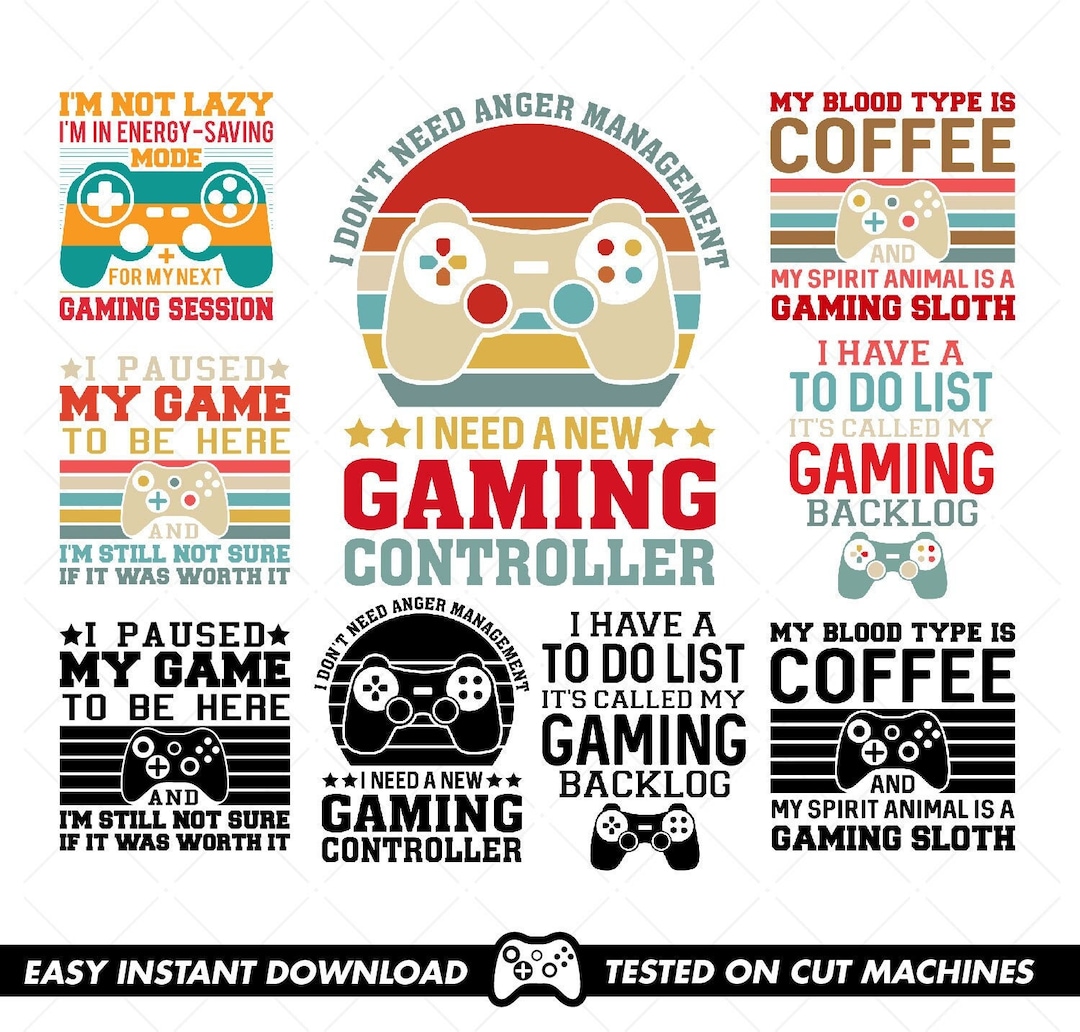 Retro Gaming Bundle SVG, Gamer Svg, Lazy Gamer Svg, Game Boy Svg ...
