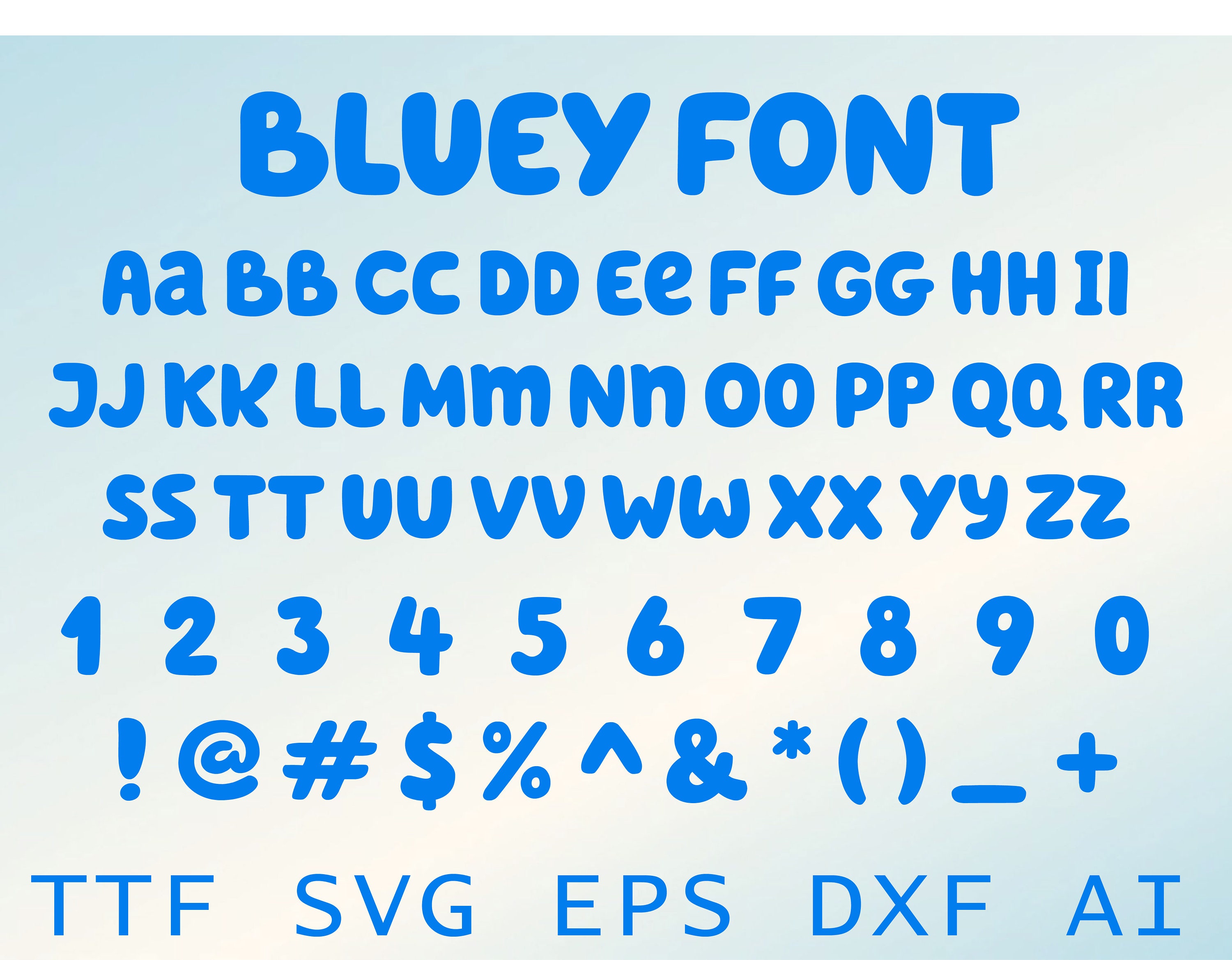 Bluey Font Bluey Font SVG Eps Svg Ttf Instant Download - Etsy Canada