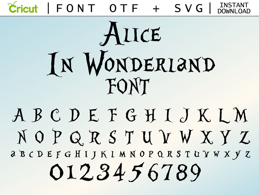 Alice Font, Alice in Wonderland Letters, TTF for Cricut Silhouette File, Clipart Bundle Svg ...