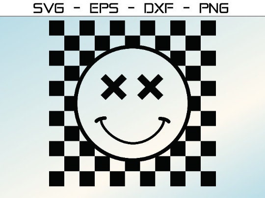 Checkered Smiley Svg, Bundle Checkered Pattern Svg, Smiley Face Svg ...