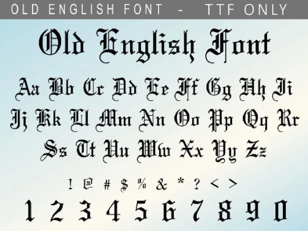 Old English Font, TTF, Cricut, Silhouette, Vintage Font, Instant ...