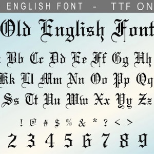 Old English Font, TTF, Cricut, Silhouette, Vintage Font, Instant ...