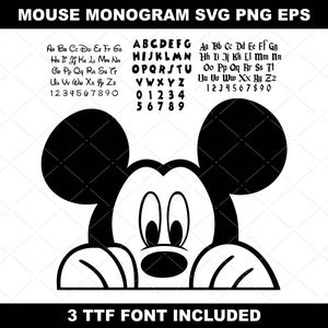 Mouse Monogram Bundle, SVG PNG TTF, Cricut Ready, Instant Download ...