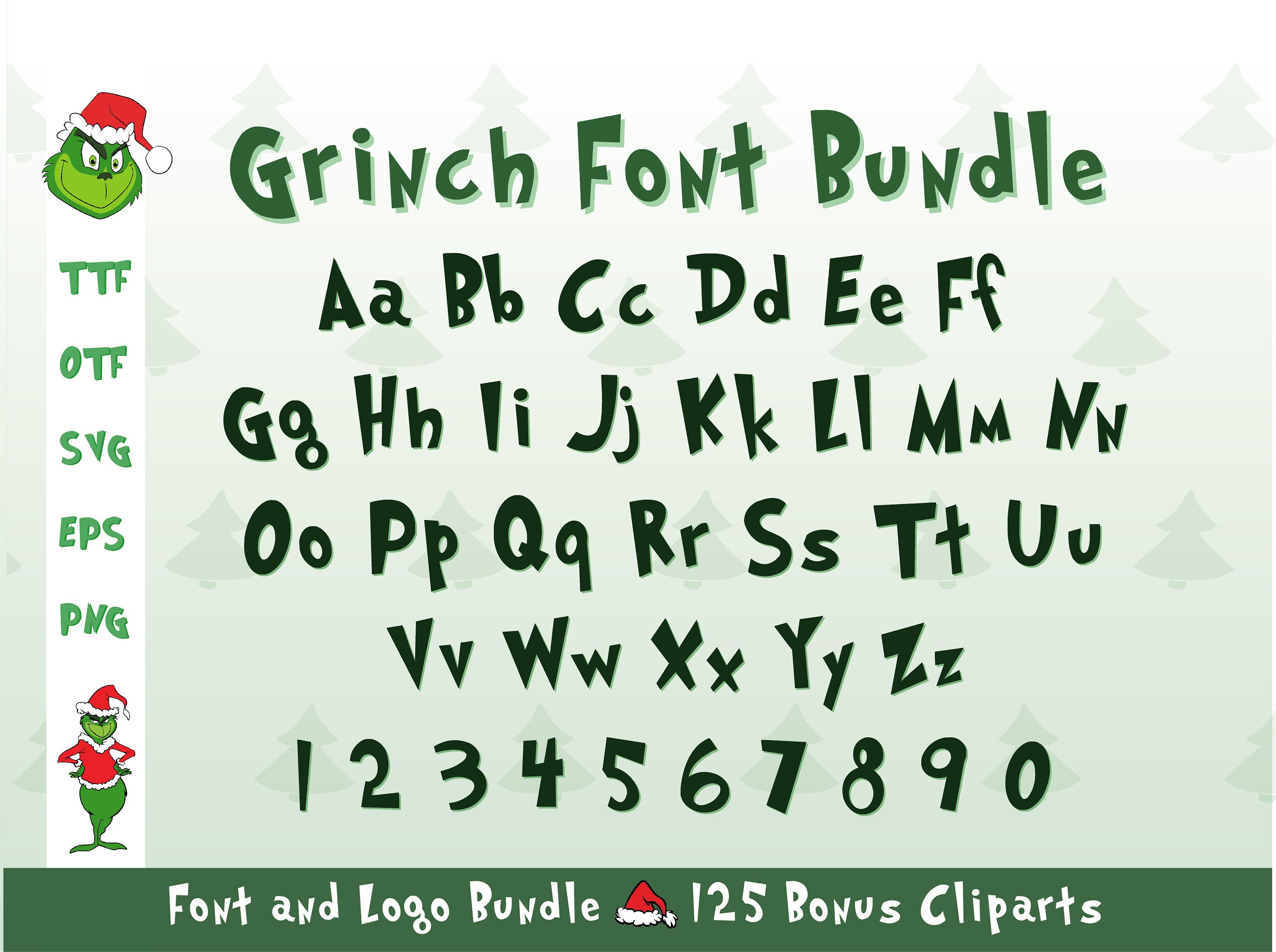 Grinch Font SVG PNG Otf Ttf Christmas Grouch Alphabet - Etsy Canada