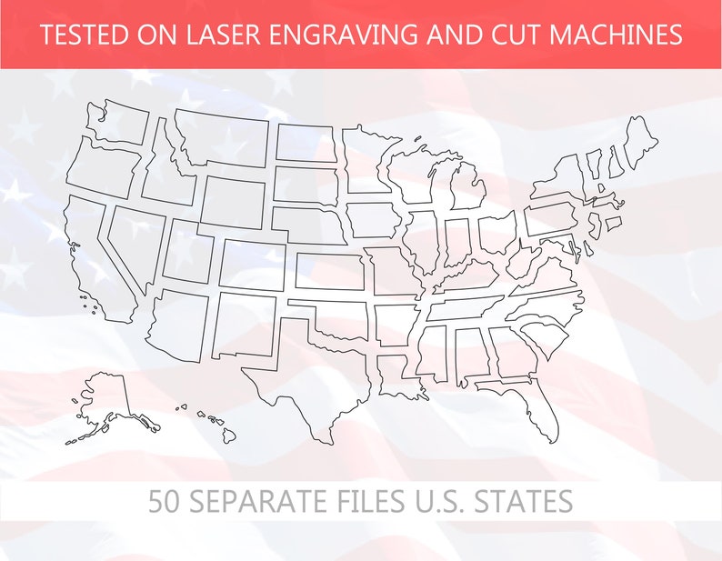 Simple USA States SVG 50 States SVG Bundle Cut Files - Etsy