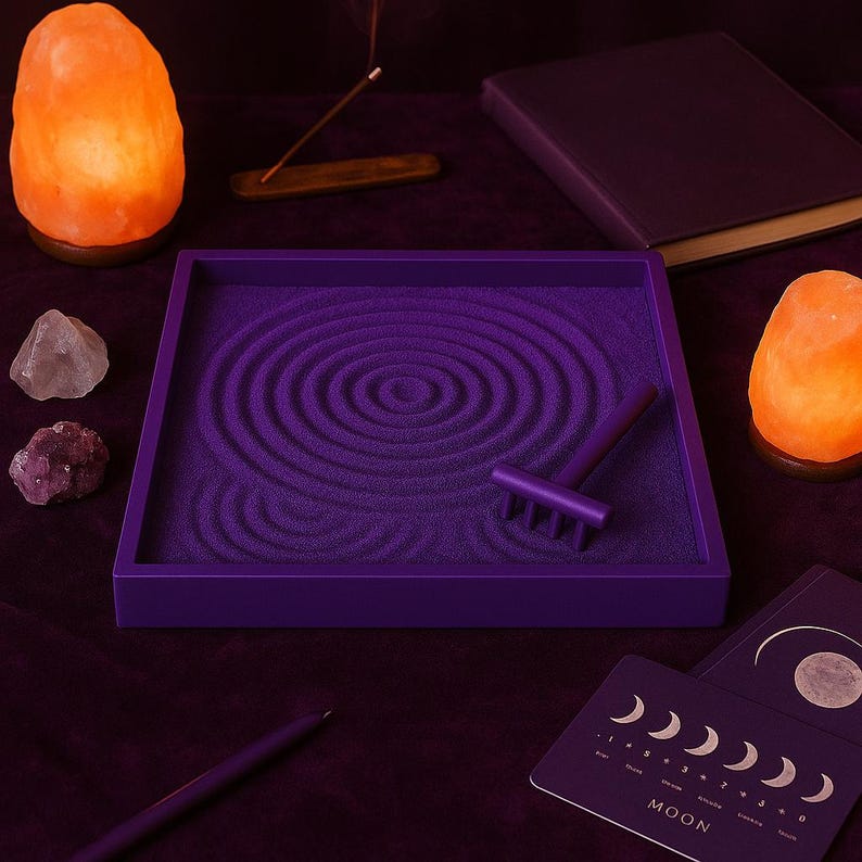 Personalized Purple Zen Garden Kit: Meditation Desk Decor, Spiritual ...