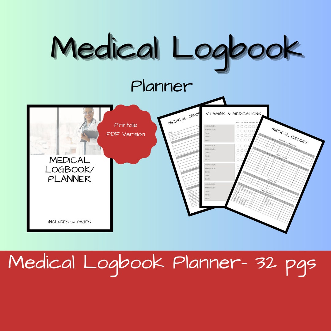 Medical Logbook Planner Medication Tracker Medical History - Etsy