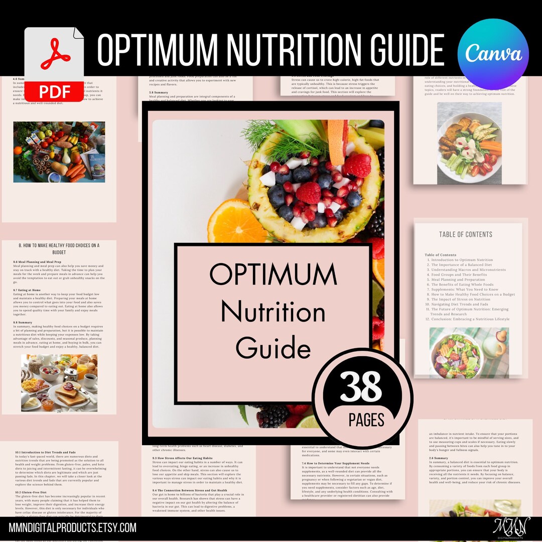 Optimum Nutrition Guide: PLR Resell, Canva Editable Version and PDF ...