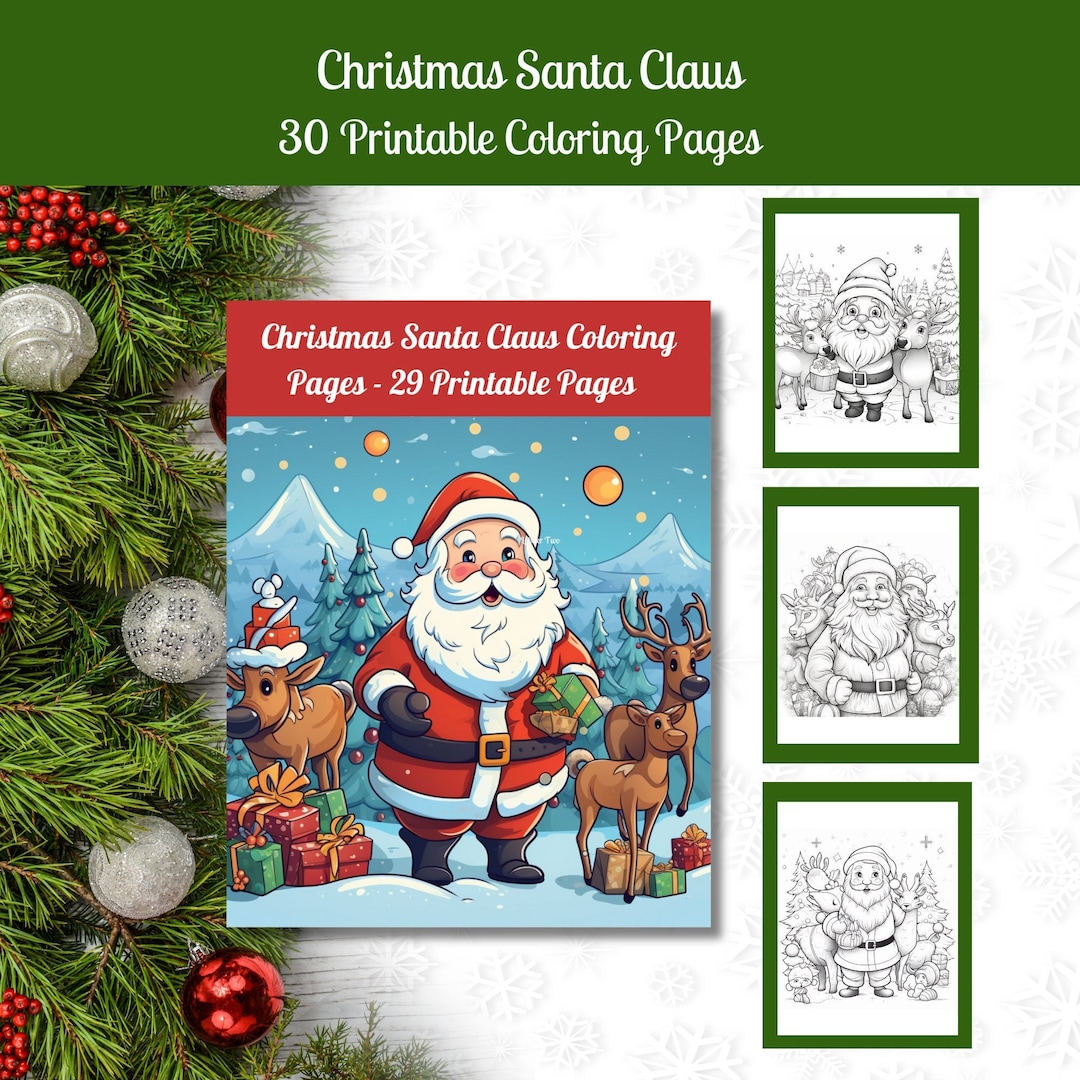 Christmas Santa Claus Coloring Pages 29 Printable Pages and - Etsy