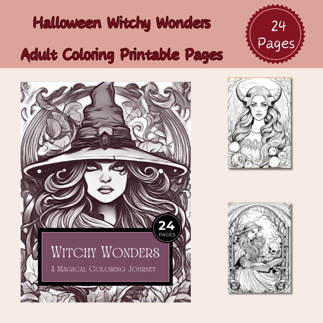 Halloween Witchy Wonders 24 Printable Pages Adult Coloring Book ...