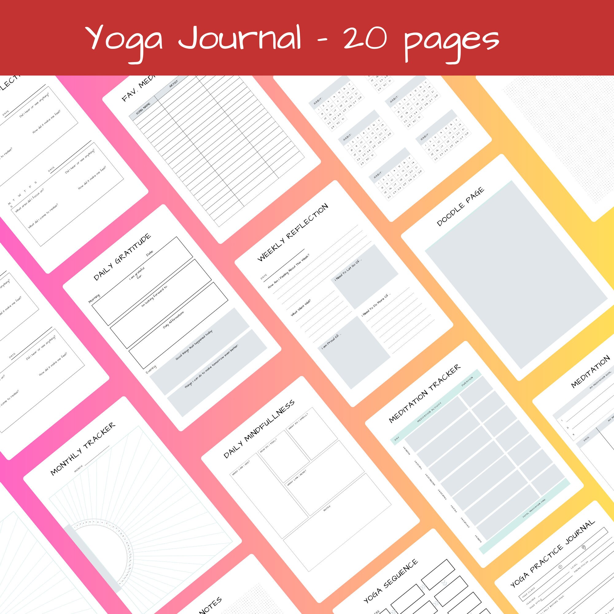 Yoga Journal 20 Page Printable Pages Journal yoga Meditation, Yoga ...