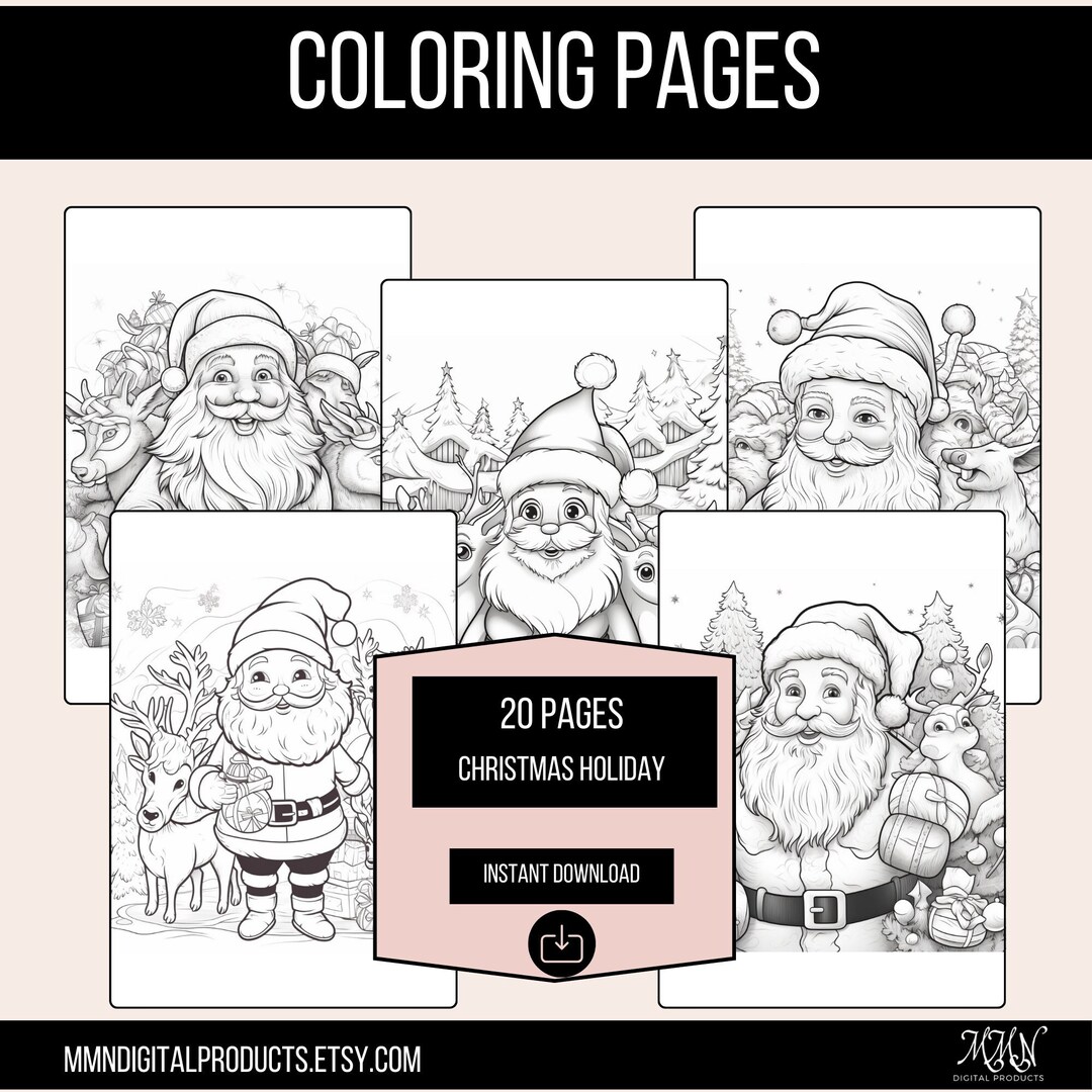 Christmas Adult Coloring Book Printables 20 Creative PDF Coloring Pages ...