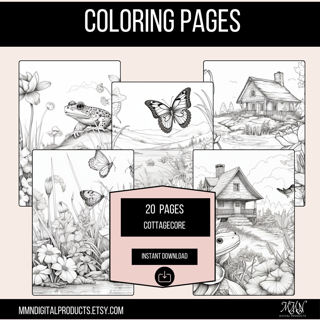 Frogs and Butterflies Adult Coloring Book Printables 20 Creative PDF ...