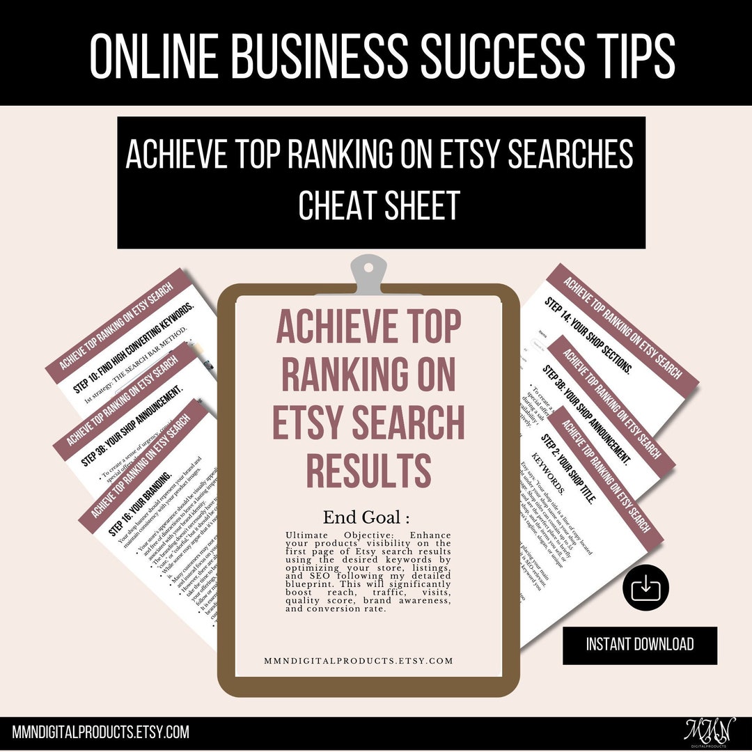 Etsy Search Ranking Cheat Sheet achieving Top Etsy Search Rankings ...
