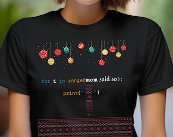 Funny Python Code Ugly Sweater Sweatshirt - Geeky Christmas Pullover ...