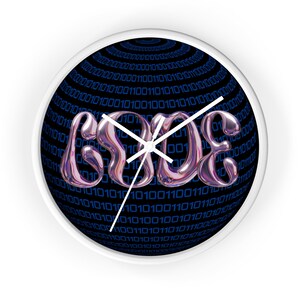 CODE Wall Clock: Dramatic Black Timepiece Binary Symbols for ...