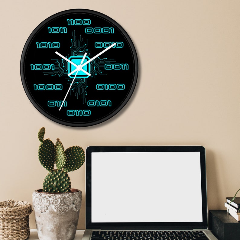 Tech Binary Wall Clock - Numbers in Binary Code - Perfect for ...