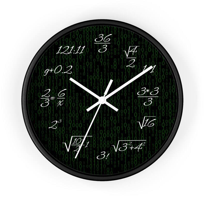 Cyber Math Wall Clock - Mathematical Equations Teacher Gift - Unique Timepiece for Cyber Geeks ...