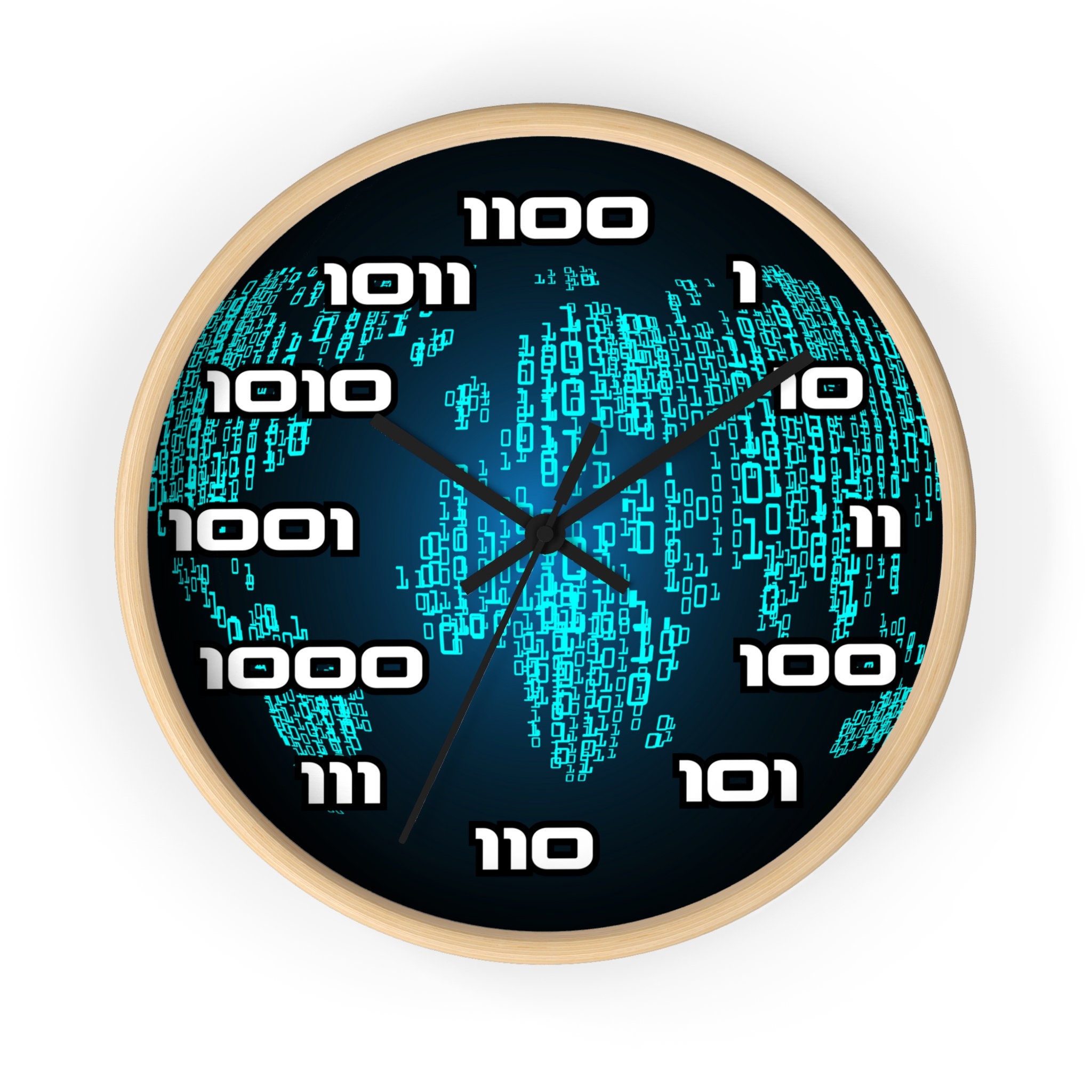 Binary Wall Clock, Binary Hour Numbers Watch - Cool Tech Design - Geeky Home Decor - Unique ...