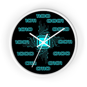 Tech Binary Wall Clock - Numbers in Binary Code - Perfect for ...