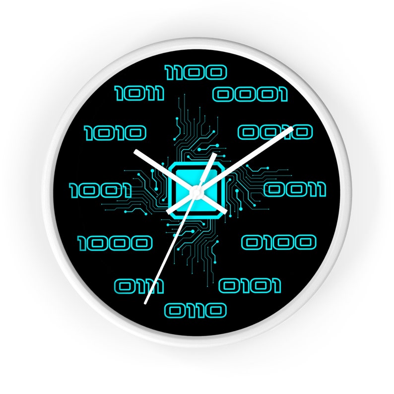 Tech Binary Wall Clock - Numbers in Binary Code - Perfect for Programmers, Coders, and Tech ...