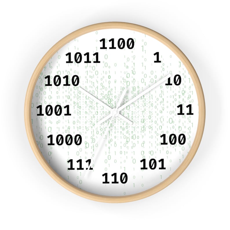 Binary Wall Clock, Binary Hour Numbers Watch Cool Tech Design Geeky Home Decor Unique Timepiece ...
