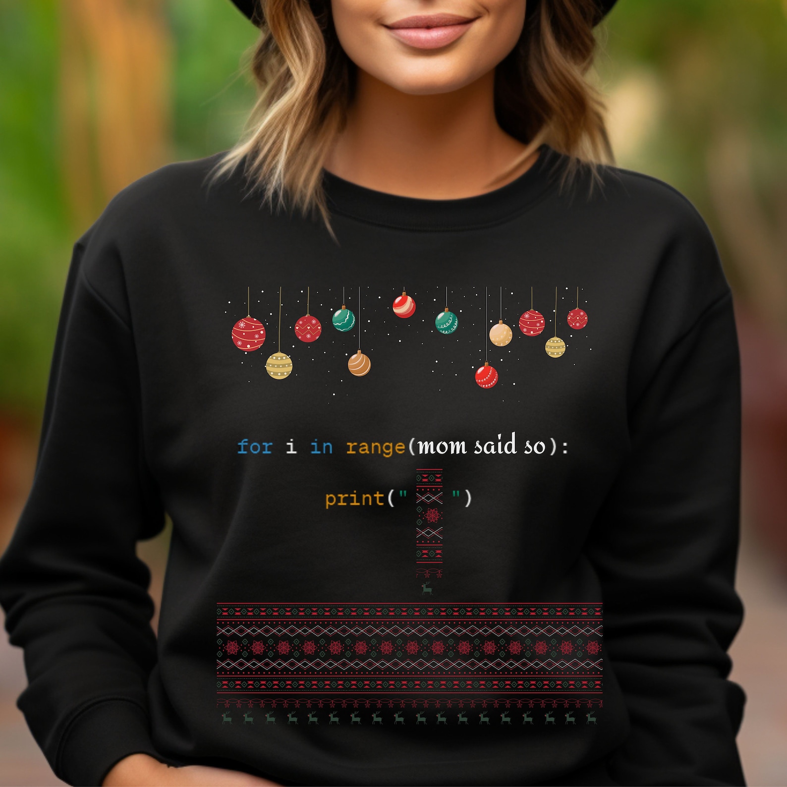 Funny Python Code Ugly Sweater Sweatshirt - Geeky Christmas Pullover ...