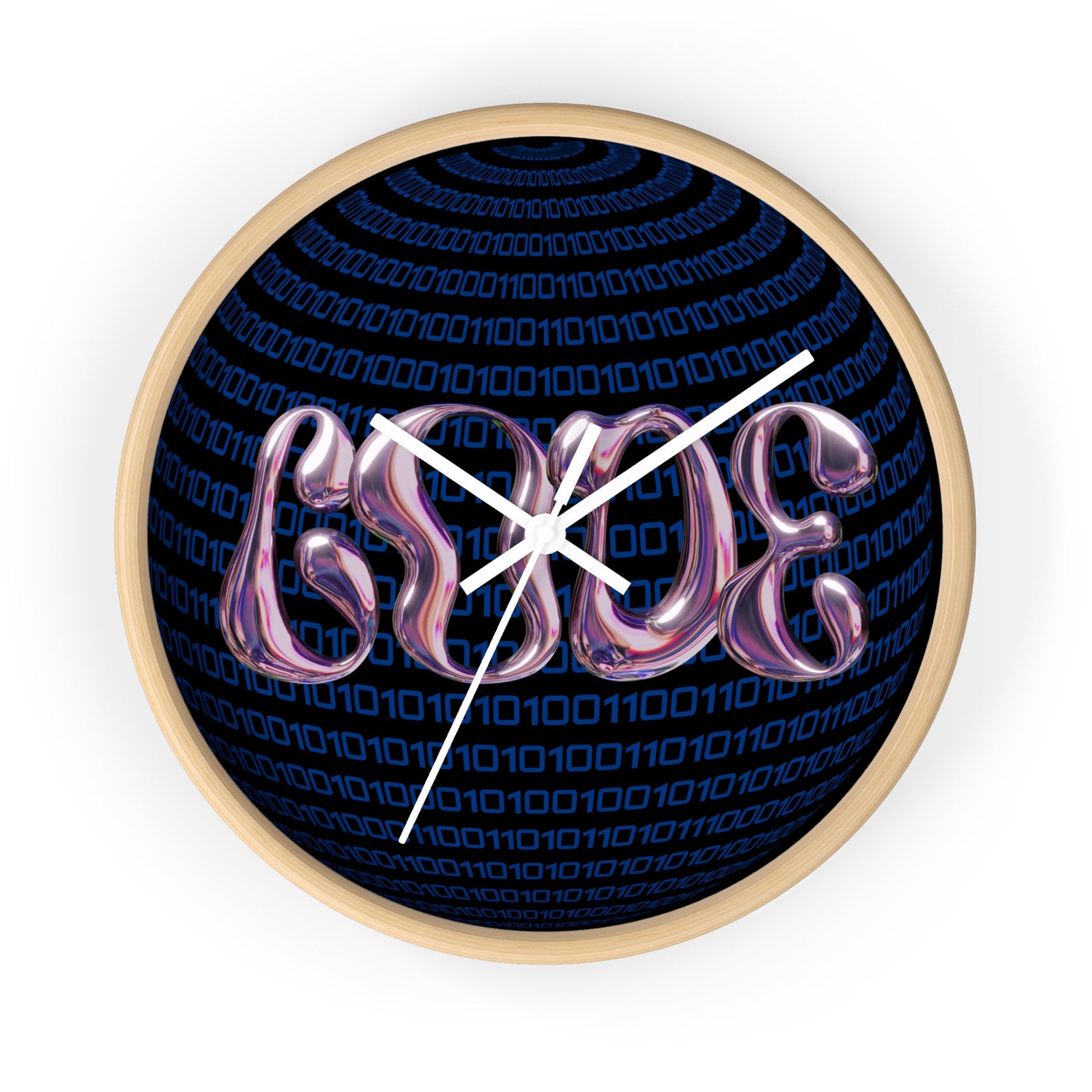 CODE Wall Clock: Dramatic Black Timepiece Binary Symbols for ...