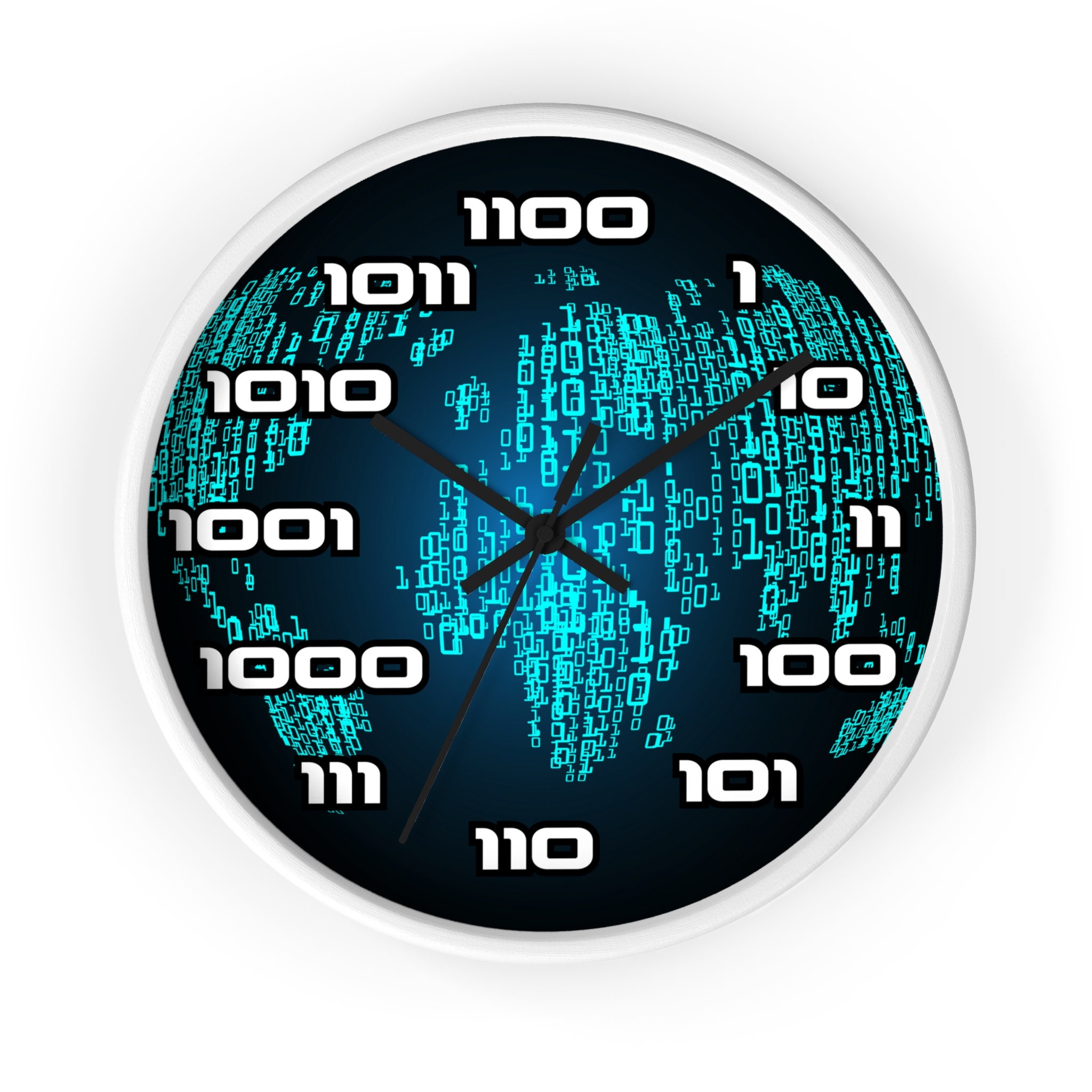 Binary Wall Clock, Binary Hour Numbers Watch - Cool Tech Design - Geeky Home Decor - Unique ...