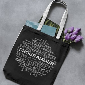 Programmer Tote Bag - Featuring Programming Terms Design - Perfect Gift ...