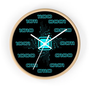 Tech Binary Wall Clock - Numbers in Binary Code - Perfect for Programmers, Coders, and Tech ...