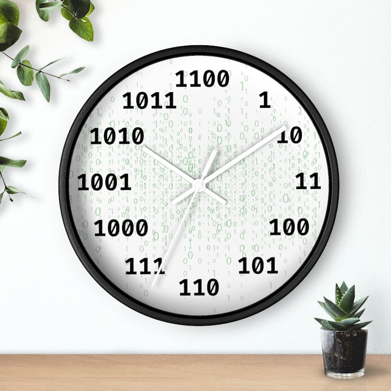 Binary Wall Clock, Binary Hour Numbers Watch - Cool Tech Design - Geeky Home Decor - Unique ...