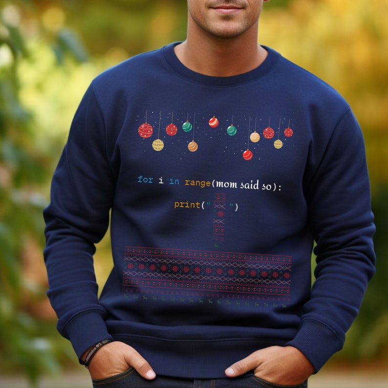 Funny Python Code Ugly Sweater Sweatshirt - Geeky Christmas Pullover ...