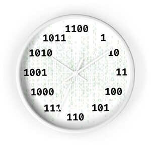 Binary Wall Clock, Binary Hour Numbers Watch - Cool Tech Design - Geeky Home Decor - Unique ...