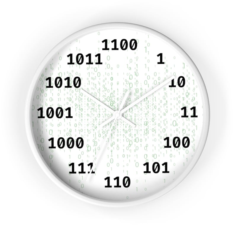 Binary Wall Clock, Binary Hour Numbers Watch - Cool Tech Design - Geeky Home Decor - Unique ...