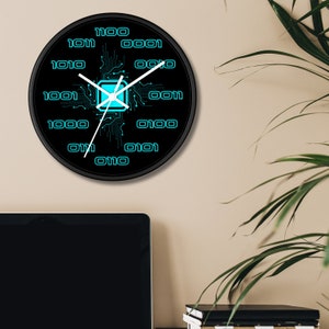 Tech Binary Wall Clock - Numbers in Binary Code - Perfect for Programmers, Coders, and Tech ...