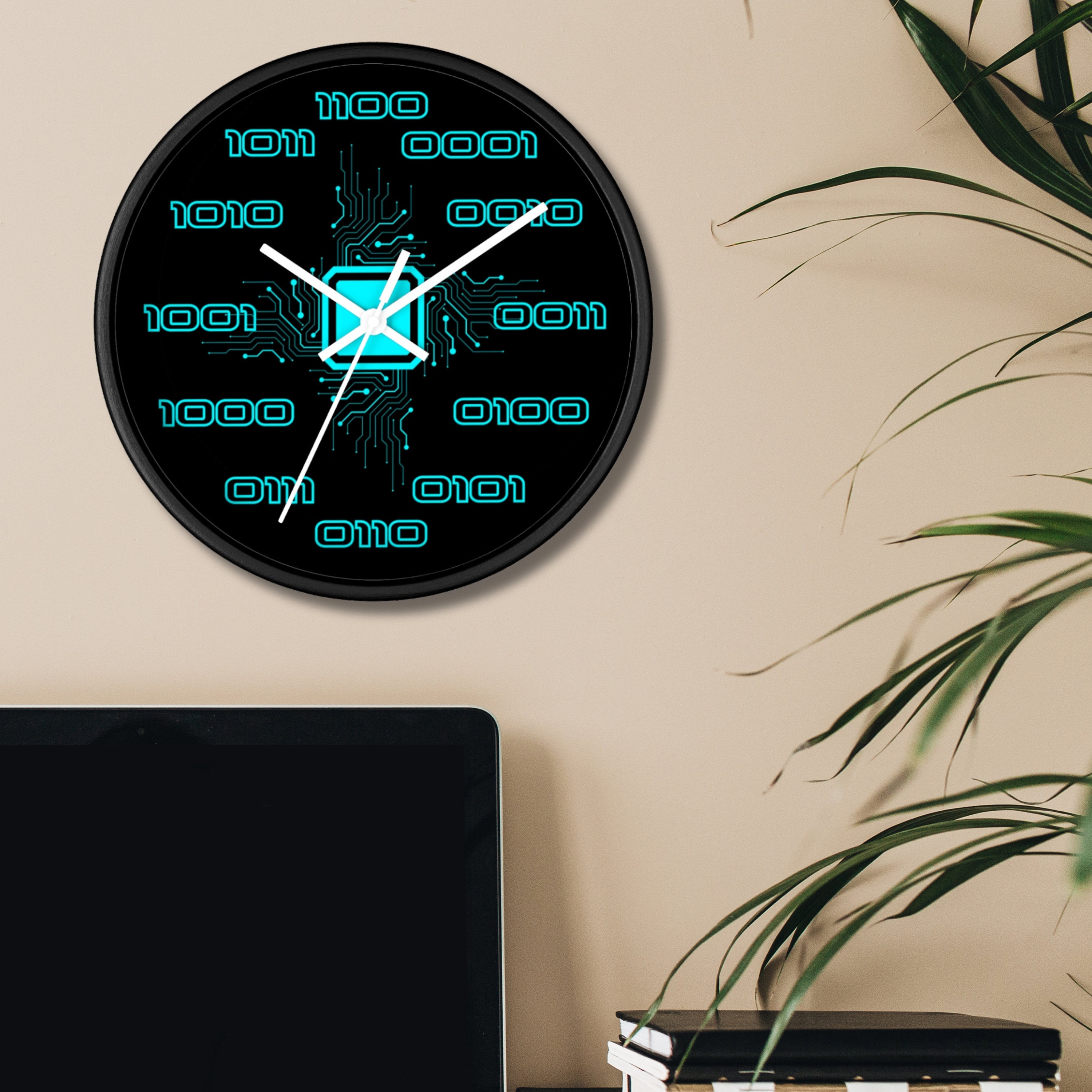 Tech Binary Wall Clock - Numbers in Binary Code - Perfect for Programmers, Coders, and Tech ...